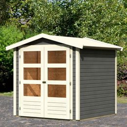 Karibu Gartenhaus &raquo;Amberg 2&laquo; anthrazit, naturbelassen oder terragrau, Made in Germany grau Holzwerkstoff ohne Fu&szlig;boden, ohne Dacheindeckung
