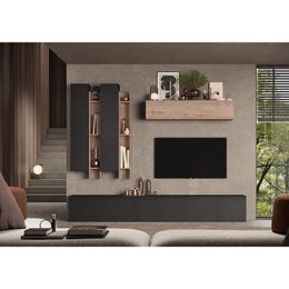 Home Affaire Wohnwand &raquo;Infinity, 7tlg. Breite 276 cm, H&ouml;he variabel, Schrankwand, Anbauwand&laquo; 7 Stk. tlg. schwarz B/H/T: 276cmcm x 210cmcm x 40cmcm