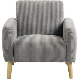 ATLANTIC HOME COLLECTION Sessel &raquo;Moby&laquo; mit Federkern, kleiner Tasche und in modernem Cordbezug grau Cord, B/H/T: 83cm x 83cm x 75cm