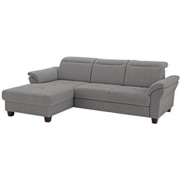 OTTO home Ecksofa &raquo;Solvei L-Form&laquo; mit Recamierenabschlu&szlig; und Sitztiefenverstellung grau Struktur (100% Polyester);Luxus-Microfaser Lederoptik (100% 