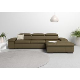 OTTO home Ecksofa &raquo;Alberto L-Form&laquo; mit Kopfteilverstellung, wahlweise mit Schlaffunktion gr&uuml;n Luxus-Microfaser Lederoptik (100% Polyester);Luxus-