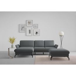 Sit & More sit&more Ecksofa &raquo;Fashion L-Form&laquo; wahlweise mit Kopfteilverstellung und Vorziehsitz, motorisch grau B/H/T: 253cm x 84cm x 165cm, Luxus-Microfaser 