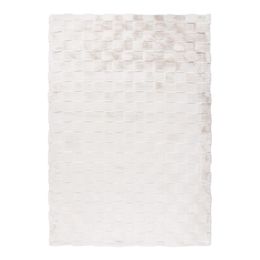 Kayoom Teppich &raquo;Botany 625&laquo; rechteckig 18 mm H&ouml;he weicher kuscheliger Kurzflor, Fellhaptik, alle R&auml;ume, viele Farben wei&szlig; Polyester B : 80cm 1 Stk., 18mm, L: