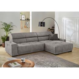 Jockenh&ouml;fer Ecksofa &raquo;Le Mans L-Form, B: 320 cm, mit 30 cm elektr. Sitztiefenverstellung&laquo; Kopfteilverstellung, induktive Ladestation, USB-Anschluss & Zierkissen 