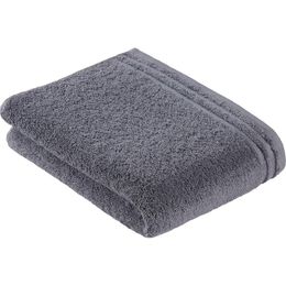 Vossen Badetuch &raquo;Calypso Feeling&laquo; mit schmaler Bord&uuml;re aus 100% Baumwolle, Vegan, einfarbig grau Walkfrottee, Obermaterial: 100% Baumwolle B/L: 67cmx140cm, 1
