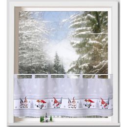 Weckbrodt-Gardinen Scheibengardine &raquo;Wichtel im Schnee&laquo; Schlaufen 1 Stk. tlg. Bistro, Microsatin, Weihnachten, HxB 45x120cm, Gardine, Store bunt Microfaser, Polyester 