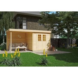Kiehn-Holz Gartenhaus &raquo;Edersee&laquo; aus naturbelassenem Fichtenholz beige Holzwerkstoff Fu&szlig;boden im Gartenhaus, R&uuml;ckwand