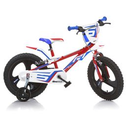 DINO BIKES Kinderfahrrad &raquo;16" Pro Cross Kinderfahrrad Jungen stabiler Stahl-Rahmen St&uuml;tzr&auml;der&laquo; 1 Gang mit St&uuml;tzr&auml;dern, Frontschild und coolen Schutzblechen rot 