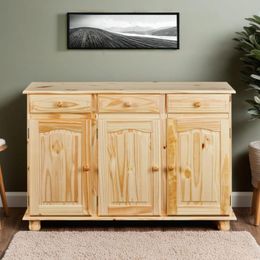 Inter Link Sideboard &raquo;Alpine Living Kiefer Massivholz, Kommode mit 3 T&uuml;ren 3 Schubladen&laquo; 1 Stk. tlg. Anrichte im Landhausstil, BxTxH: 130 x 43 x 87 cm braun 