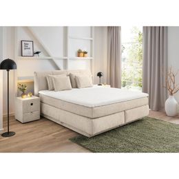 Jockenh&ouml;fer Boxspringbett &raquo;CARLA, wahlweise mit Bettkasten, Inkl. Topper & 4 Kissen&laquo; wahlweise mit Chenille oder Webstoff bezogen, 160x200cm oder 180x200 beige 