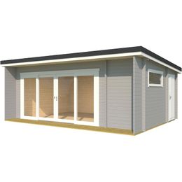 Lasita Maja Gartenhaus &raquo;JAVA&laquo; grau Massivholz Fu&szlig;boden im Anbau Fu&szlig;boden im Gartenhaus, ohne Dacheindeckung