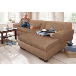 Home Affaire Ecksofa &raquo;Nika zeitlos und elegant, L-Form&laquo; wahlweise mit Bettfunktion, auch in Cord braun Primabelle-Microfaser (100% Polyester);Struktur