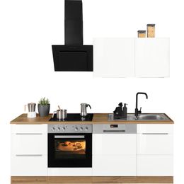 KOCHSTATION K&uuml;chenzeile &raquo;KS-Brindisi&laquo; Breite 220 cm, wahlweise mit E-Ger&auml;ten, mit MDF-Fronten wei&szlig; B/H/T: 220cm x 200cm x 60cm, ohne E-Ger&auml;te
