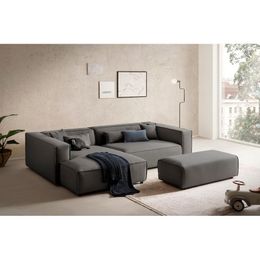 LeGer Home by Lena Gercke Ecksofa &raquo;PIARA XXL Leinenoptik, L-Form, Schlaffunktion&laquo; Hocker stellbar zum Schlafsofa (Krokodilverbinder), tiefe Sitzfl&auml;che