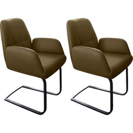 W.Schillig Freischwinger &raquo;ole&laquo; (Set) 2 Stk.2er- oder 4er-Set, Gestell in Schwarz pulverbeschichtet gr&uuml;n Longlife Xtra-Leder Z69: Das feinnarbige, 