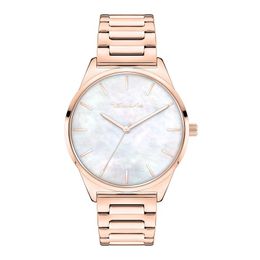 Tamaris Damen Quarzuhr &raquo;Basic Elegance&laquo; Armbanduhr, Damenuhr, Edelstahlarmband, analog rosa Einheitsgr&ouml;&szlig;e
