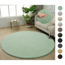 OTTO home Teppich &raquo;Cali&laquo; rund 16 mm H&ouml;he Uni-Farben, kuschelig, & weich, waschbar, Wohnzimmer, Schlafzimmer gr&uuml;n Kunstfaser, Microfaser &Oslash; 180cm 1 Stk.