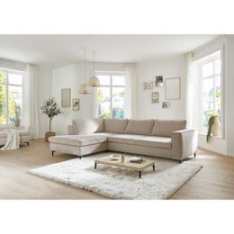 Die PlanBar Ecksofa &raquo;MP-IN24153, L-Form, Breite 289 cm&laquo; wahlweise mit Schlaffunktion und verstellbaren Kopfst&uuml;tzen beige 100% Polyester B/H/T: 289cm x