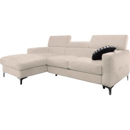 COTTA Ecksofa &raquo;Sammy L-Form&laquo; mit Kopfteilverstellung, wahlweise mit Schlaffunktion beige Microfaser PRIMABELLE (100% Polyester);NaturLEDER in Sitz und