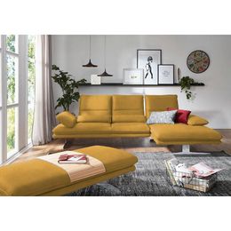 W.Schillig Ecksofa &raquo;broadway, Designsofa mit tollem Sitzkomfort, L-Form&laquo; Sitztiefenverstellung, Kopfteil- & Seitenteilverstellung, Breite 291cm gelb 