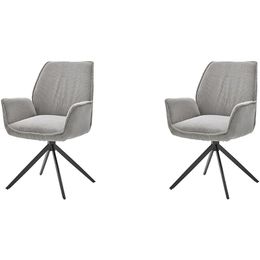 Musterring Esszimmerstuhl &raquo;Tiama&laquo; (Set) 2 Stk.Stativgestell aus Eisen schwarz, 180&deg; drehbar, Stoff Cord oder Boucl&eacute; grau Eisen B/H/T: 63cm x 91cm x 65cm, 2 Stk.,