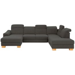 Home Affaire Wohnlandschaft &raquo;Dundee U-Form&laquo; wahlweise mit Kopfteilverstellung und zus&auml;tzlich mit Schlaffunktion grau Struktur fein (100% Polyester) B/