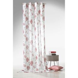 Weckbrodt-Gardinen Vorhang &raquo;Dahlia&laquo; &Ouml;sen 1 Stk. tlg. Leinen-Optik, Transparent, floral, gebl&uuml;mt, Gardine, Store rot Polyester 245cm, &Ouml;sen, 140cm