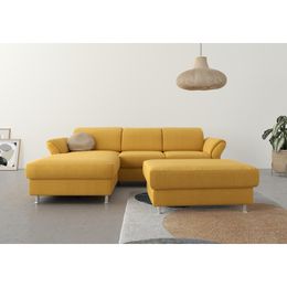 Sit & More sit&more Ecksofa &raquo;Apulia L-Form&laquo; wahlweise Schlaffunktion, Bettkasten und Kopf- und Armteilverstellung gelb Webstoff (100% Polyester);Struktur weich (