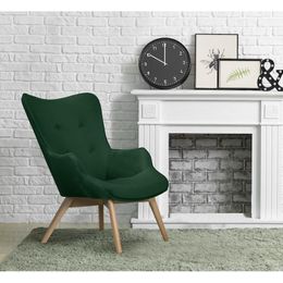 Home Affaire Sessel &raquo;Nicko&laquo; wahlweise mit und ohne Hocker gr&uuml;n 100% Polyester Samtoptik, ohne Hocker, B/H/T: 71cm x 96cm x 86cm