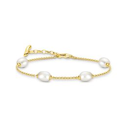Thomas Sabo Damen Thomas Sabo Perlenarmband &raquo;Natural Beauty Armband fein, Bold Elegance&laquo; mit S&uuml;&szlig;wasserzuchtperle gold 19, Perlen Silber 925 (recycelt)