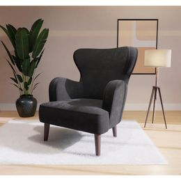 Home Affaire Sessel &raquo;SICILIA&laquo; moderner Ohrensessel schwarz 100% Polyester Samtoptik, B/H/T: 88cm x 88cm x 64cm