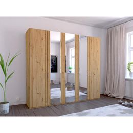 Wiemann Kleiderschrank &raquo;Mainau&laquo; mit Holz- und Spiegelt&uuml;ren braun Glas, Holzwerkstoff B/H/T: 246,3cm x 216cm x 58cm, T&uuml;ren: 5 Stk.