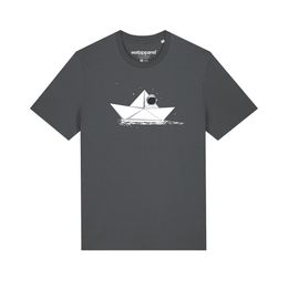 Watapparel Shirt 'Astronaut in paper boat' Herren Gr&ouml;&szlig;e XL anthrazit / wei&szlig;