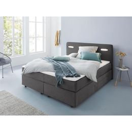 Home Affaire Boxbett &raquo;Luan&laquo; Schubk&auml;sten, LED-Beleuchtung und Topper, in Breite 120 cm und 180 cm grau Polyester Polyester Schubk&auml;sten rechts und links