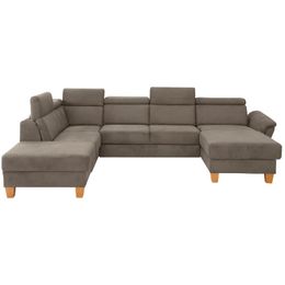 OTTO home Wohnlandschaft &raquo;Conville U-Form&laquo; Kopfteilverstellung wahlweise mit Schlaffunktion und Bettkasten braun 100% Polyester B/H/T: 322cm x 84cm x 