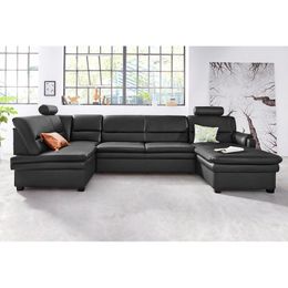 Sit & More sit&more Wohnlandschaft &raquo;Pisa U-Form&laquo; mit Federkern, wahlweise mit Schlaffunktion schwarz Flachgewebe (100% Polyester);Luxus-Microfaser1 (100% 