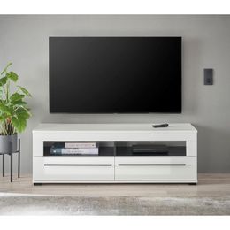Home Affaire Lowboard &raquo;Cantara, TV-Unterteil modern, Kommode in Eiche Evoke, Wei&szlig; o Kaschmir&laquo; schwarze Stangengriffe, ausreichend Stauraum, vielseitig