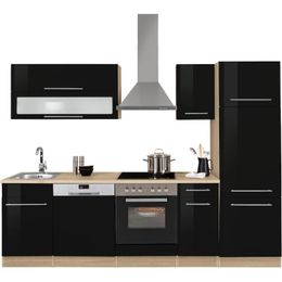 KOCHSTATION K&uuml;chenzeile &raquo;KS-Eton&laquo; ohne E-Ger&auml;te, Breite 270 cm schwarz B/H/T: 270cm x 60cm