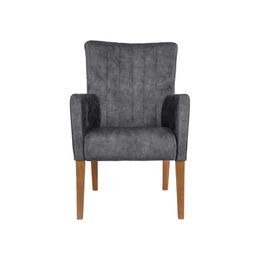 Home Affaire Armlehnstuhl &raquo;King&laquo; () Esszimmerstuhl, Beingestell Massivholz Eiche oder Buche wengefarben grau Massivholz, Polyester B/H/T: 60cm x 92cm 