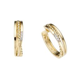 Firetti Damen Paar Creolen &raquo;Schmuck Geschenk Gold 333 rhodiniert, massiv, bicolor, mehrreihig&laquo; mit Brillant wei&szlig; 15mm, 0,02 P2 = erkennbare 