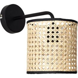 Brilliant Wandleuchte &raquo;WILEY&laquo; E27 1 Stk. 25 cm H&ouml;he, 29 cm Ausladung, E27, Metall/Rattan, holz hell/schwarz beige 1, H: 25cm, 1 Stk.