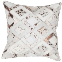 Kayoom Dekokissen &raquo;Spark Pillow&laquo; beige Baumwolle, Leder B/L: 45cm x 45cm, 1 Stk.