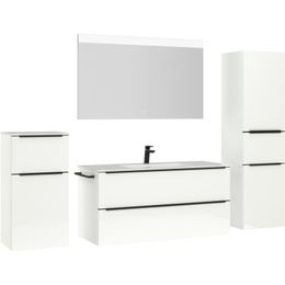 Nobilia Badm&ouml;bel-Set &raquo;Levere&laquo; vormontiert, mit Soft-Close, 4 Stk. tlg. wei&szlig; B/H/T: 230cmcm x 169cmcm x 48,7cmcm, Griffe schwarz