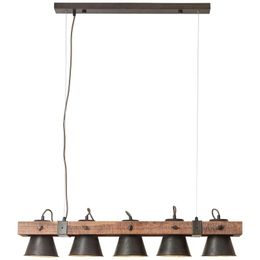 Brilliant Pendelleuchte &raquo;Plow&laquo; E27 1 Stk. H&auml;ngelampe 5flg, schwenkbar, stahl/holz schwarz 5, H: 115cm, 1 Stk.