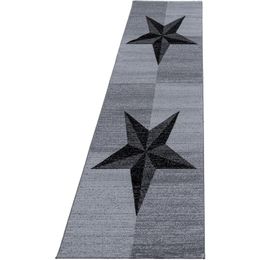 Ayyildiz Teppiche Teppich &raquo;Plus 8002, auch als L&auml;ufer erh&auml;ltlich&laquo; rechteckig 6 mm H&ouml;he L&auml;ufer, Flachflor, Stern, robust, Webteppich, alle R&auml;ume grau Kunstfaser B : 80cm