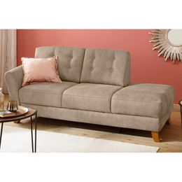 OTTO home Recamiere &raquo;Trondheim&laquo; freistehend, mit Federkern, Knopfheftung im R&uuml;cken beige Luxus-Microfaser Lederoptik (100% Polyester);Struktur weich (