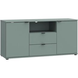 FORTE Lowboard &raquo;Ganymede&laquo; Breite 129,8cm, TV Board, Stauraum, Schublade; Metallgriffe, Kabelf&uuml;hrung gr&uuml;n Holzwerkstoff B/H/T: 129,8cm x 63,1cm x 