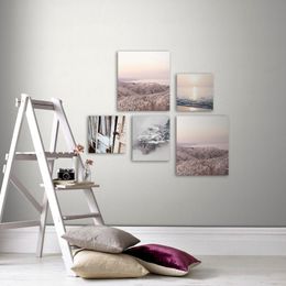 Art for the home Leinwandbild &raquo;Soft Temptation Ruhe&laquo; Natur Zen Set, 5 Stk. tlg. beruhigend SET 5-teilig 80x60 cm rosa Leinwand B/H/T: 60cm x 100cm, 