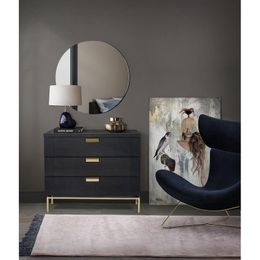 WOODMAN Kommode Holzfurnier aus Walnussbaum, skandinavisches Design, FSC schwarz B/H/T: 91cm x 75cm x 36cm, 3 Stk., Walnuss