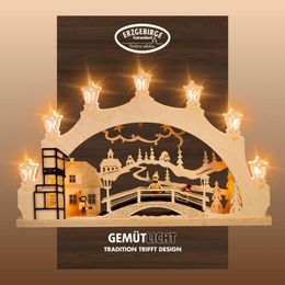 Weigla Lichterbogen &raquo;Winterkind Erzgebirge, Schwibbogen, Made in Germany&laquo; 1 Stk. Erzgebirge garantiert, Weihnachtsdeko Innen, Weihnachtsbeleuchtung beige 